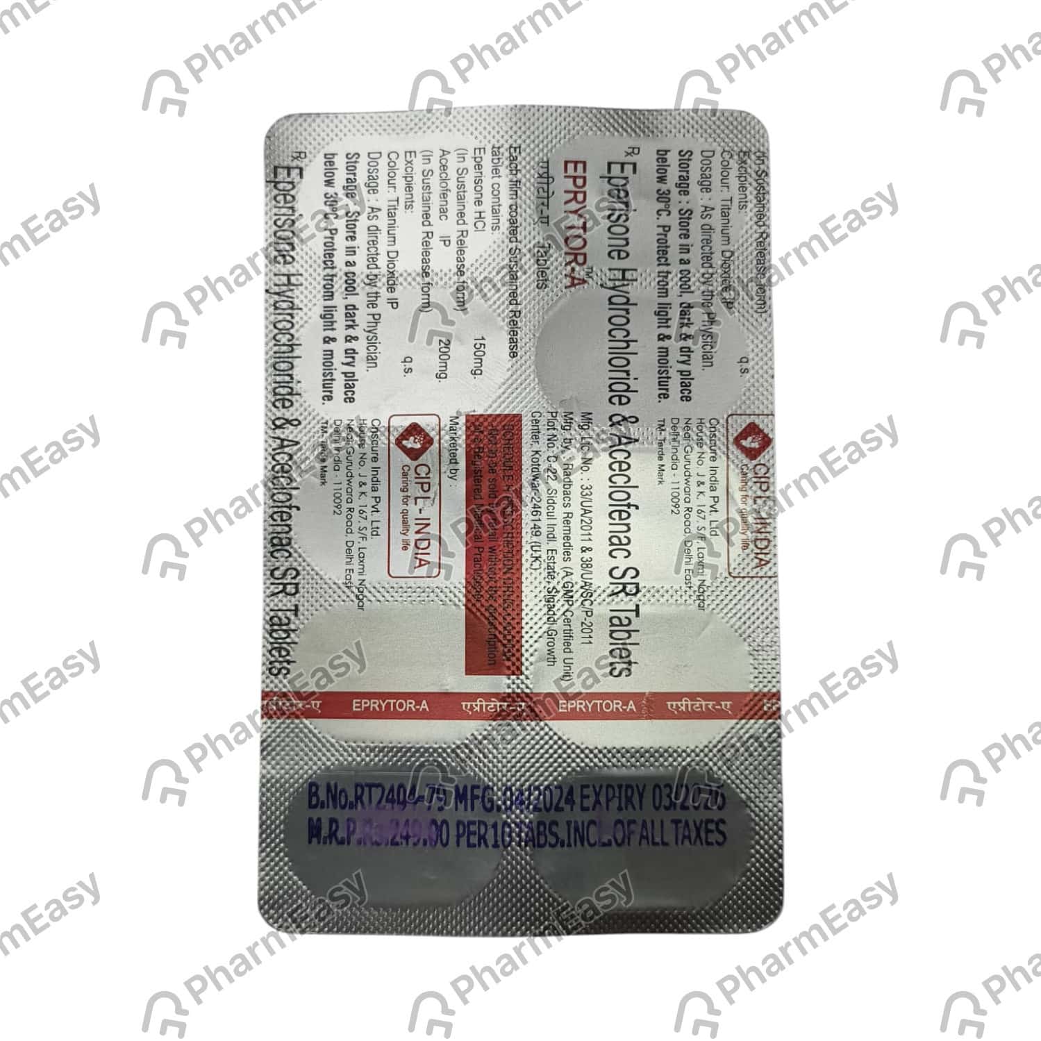 Buy Eprytor A Strip Of 10 Tablets Online & Save Up to 24% at PharmEasy