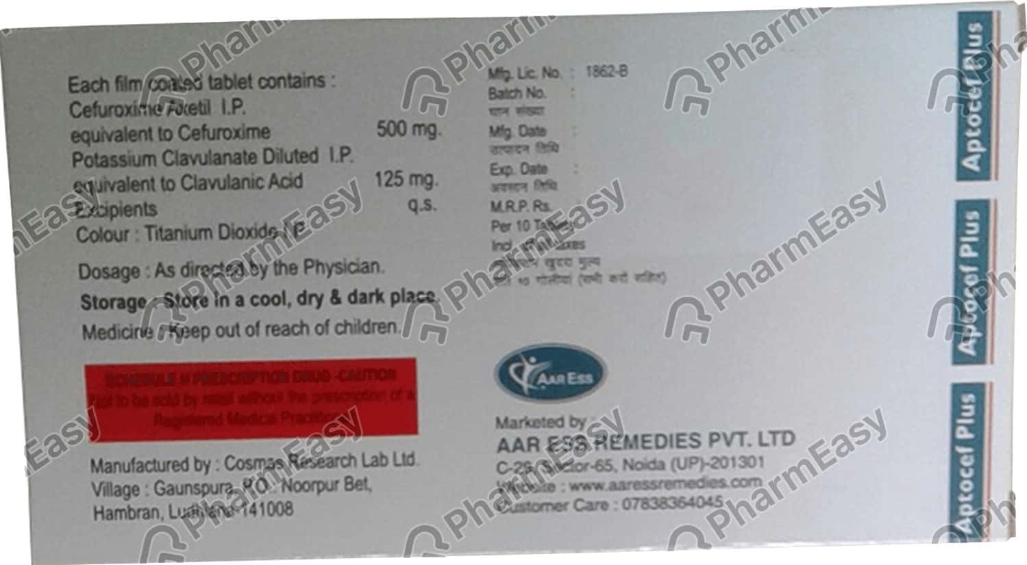 Buy Aptocef Plus Strip Of 10 Tablets Online at Flat 15% OFF | PharmEasy