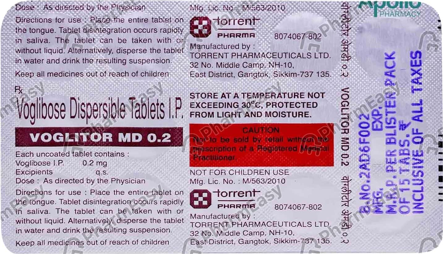 Voglitor Md 0.2 MG Tablet (15): Uses, Side Effects, Price & Dosage ...