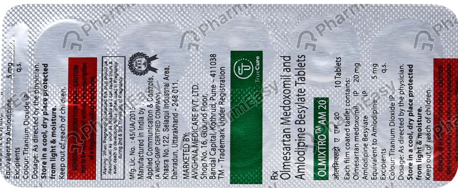 Olmixtro Am 20mg Strip Of 10 Tablets: Uses, Side Effects, Price ...