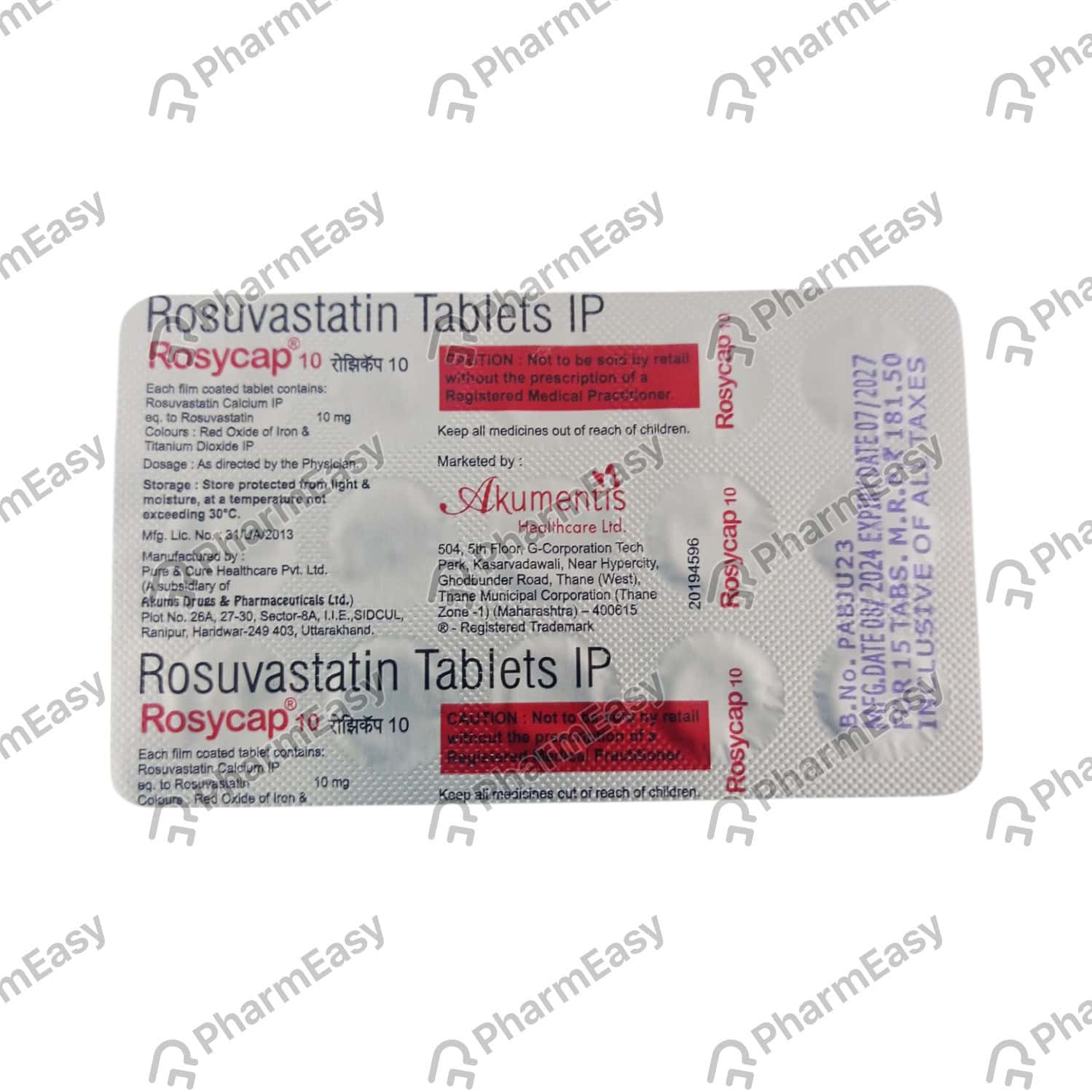 Rosycap 10 MG Tablet (15): Uses, Side Effects, Price & Dosage | PharmEasy