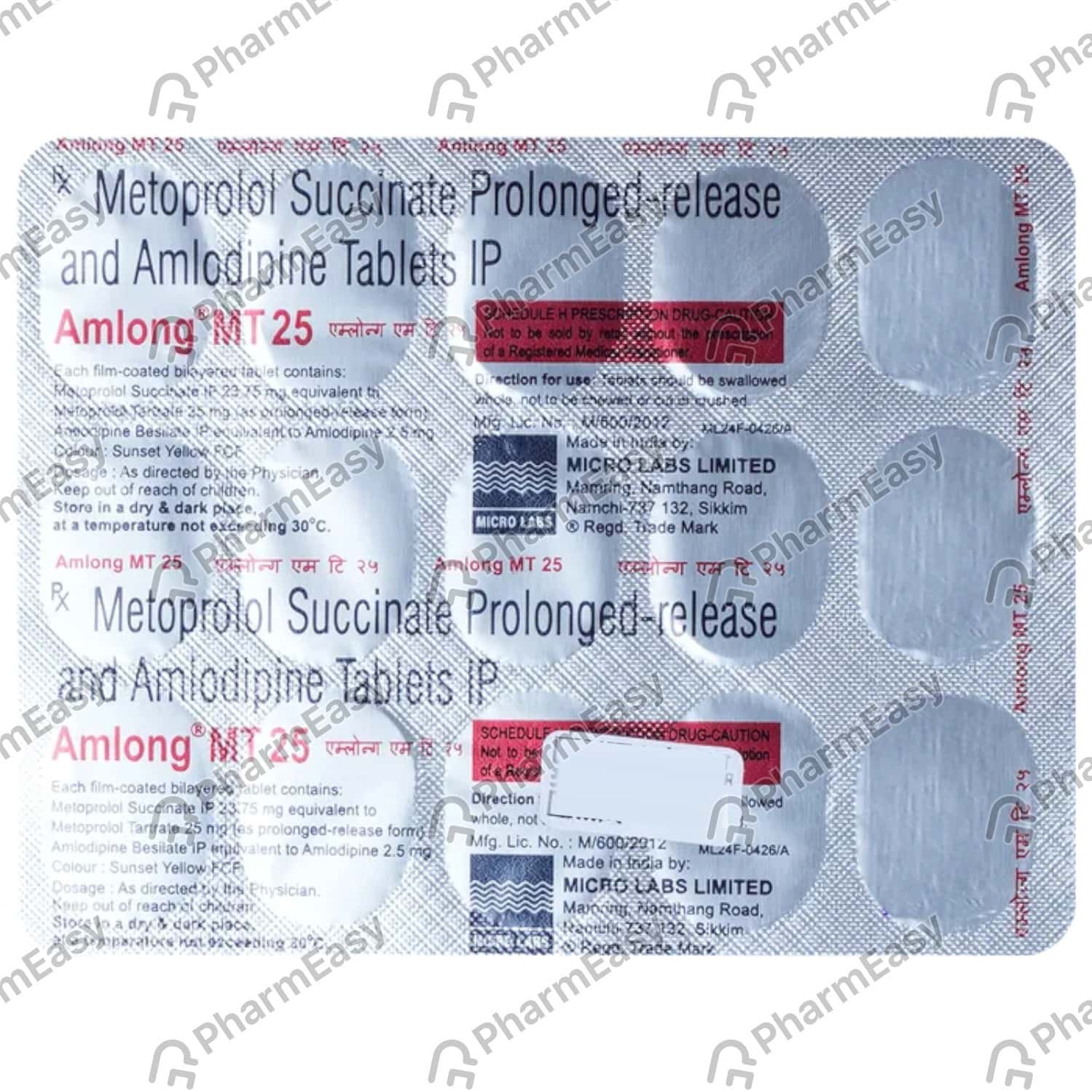 Buy Amlong Mt 25/2.5mg Strip Of 15 Tablets Online at Flat 15% OFF | PharmEasy
