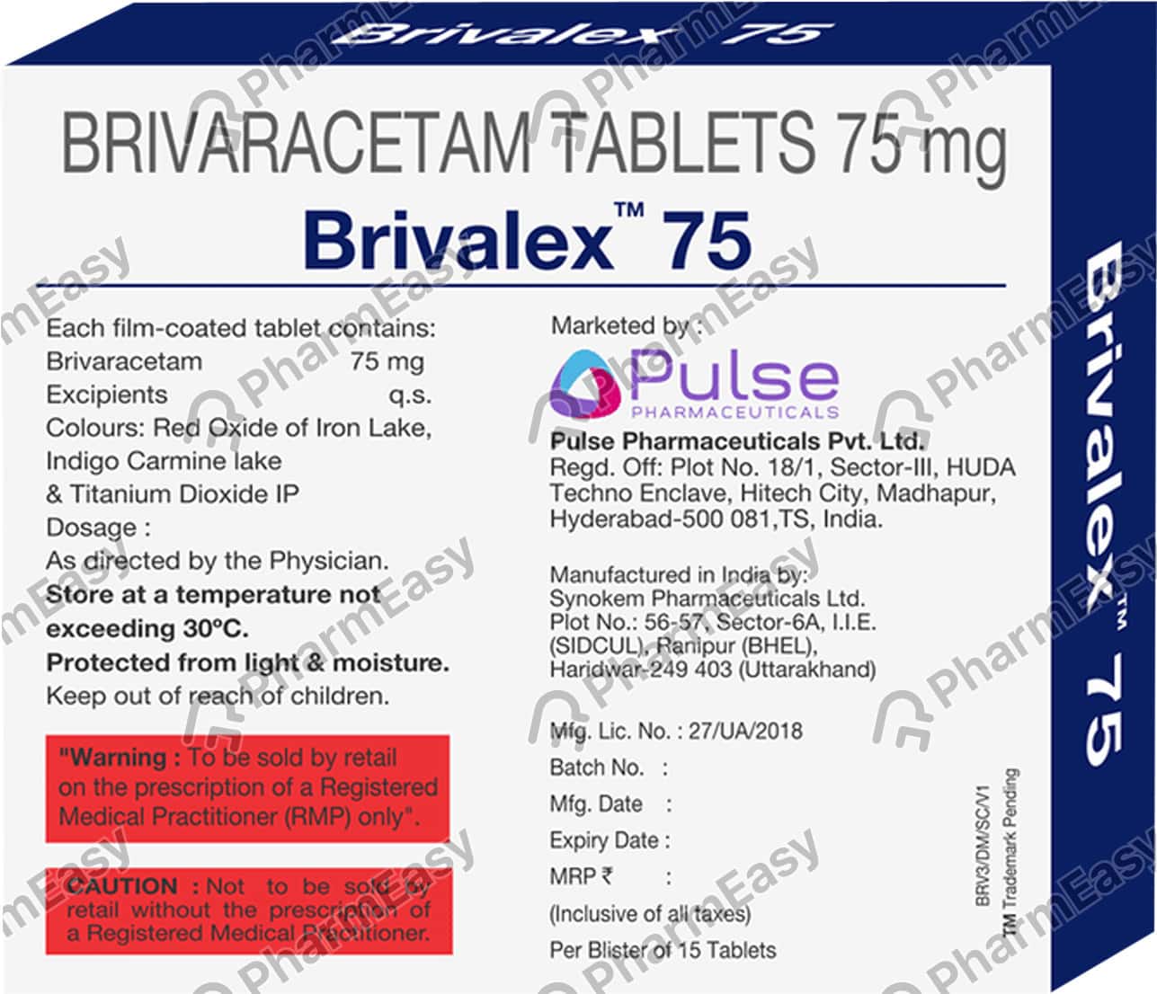 Brivalex 75 MG Tablet (15): Uses, Side Effects, Price & Dosage | PharmEasy