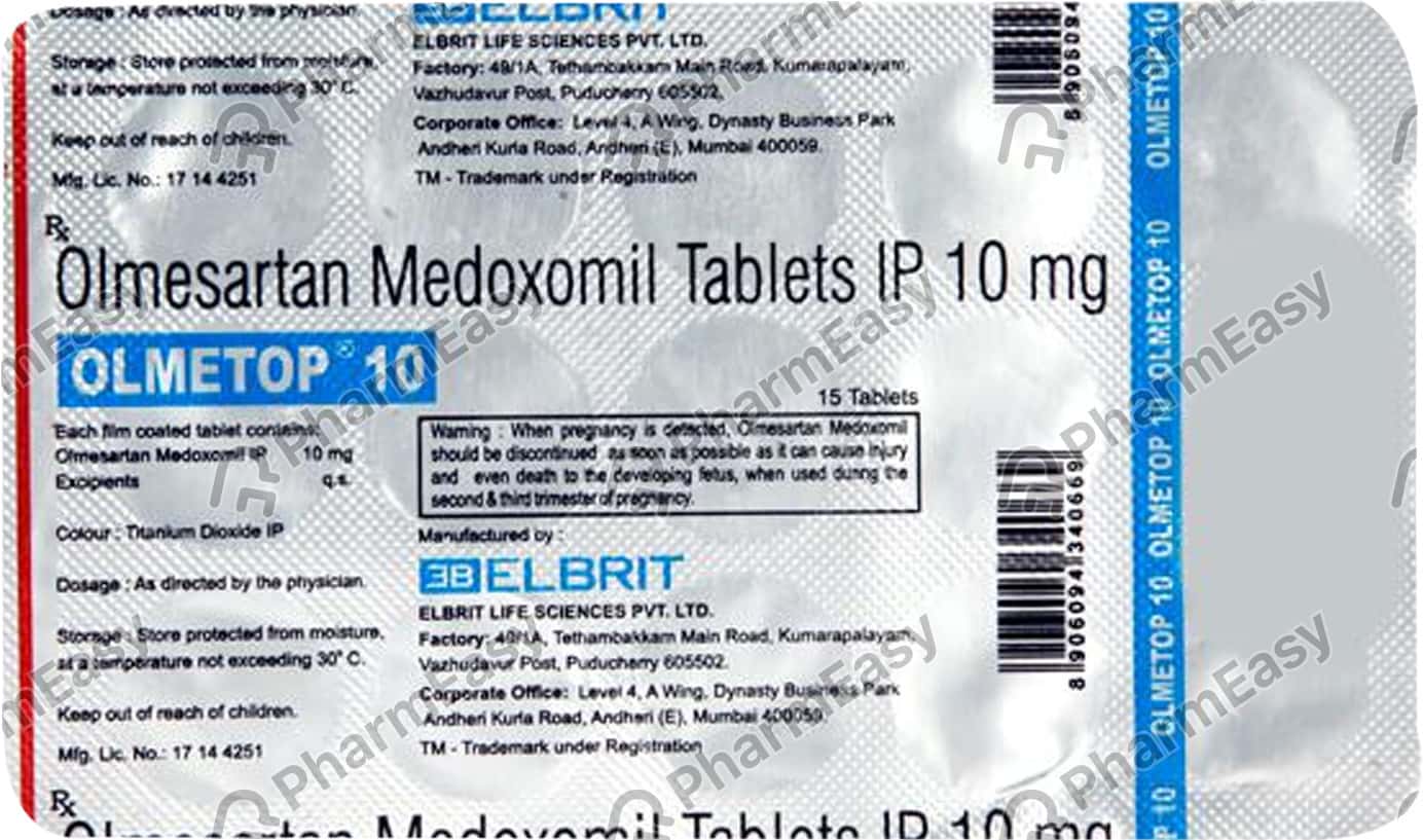Olmetop 10 MG Tablet (15): Uses, Side Effects, Price & Dosage | PharmEasy