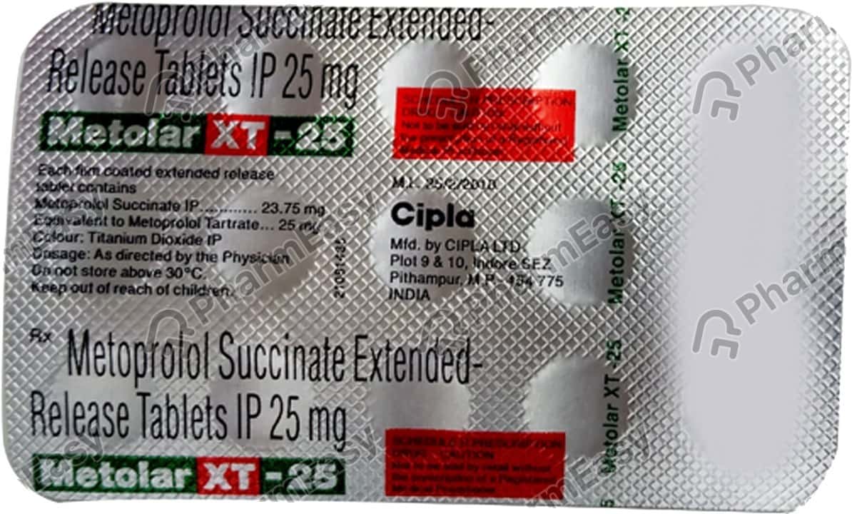 Metolar Xt 25 MG Tablet (15): Uses, Side Effects, Price & Dosage ...