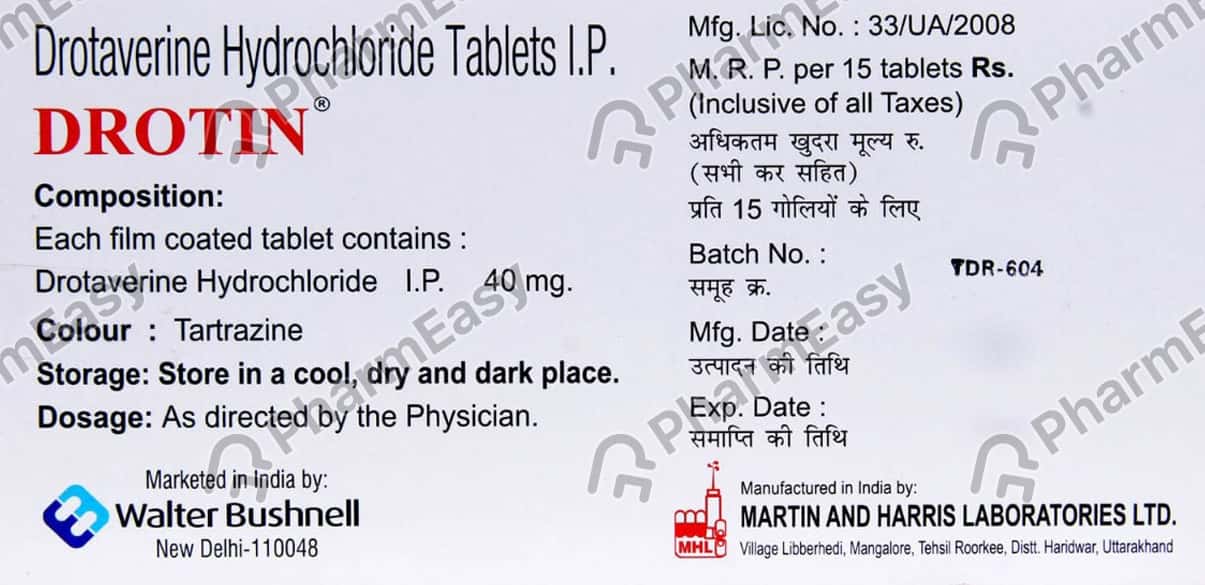 Drotin 40 MG Tablet (15): Uses, Side Effects, Price & Dosage | PharmEasy