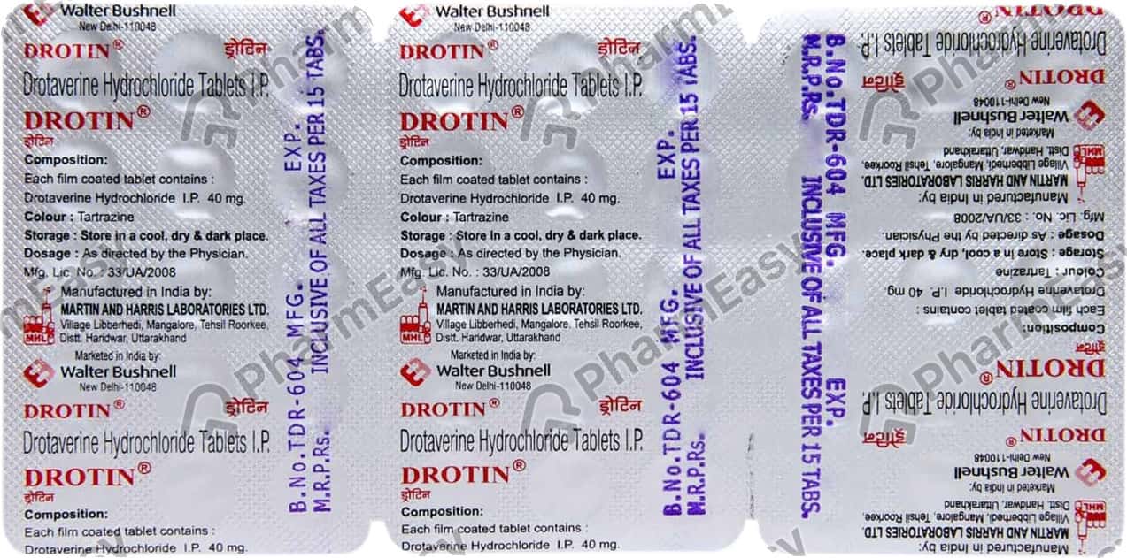Drotin 40 MG Tablet (15): Uses, Side Effects, Price & Dosage | PharmEasy