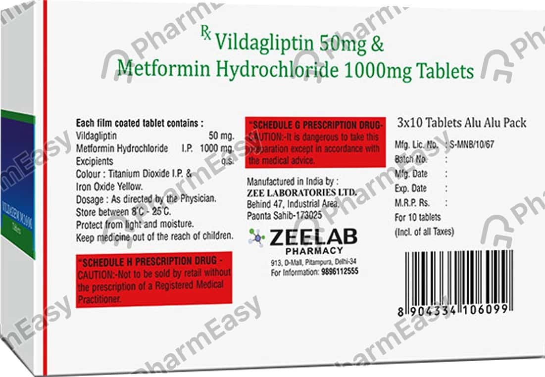 Vildazem M 1000mg Strip Of 10 Tablets: Uses, Side Effects, Price ...