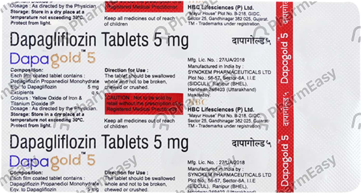 Dapagold 5 MG Tablet (15): Uses, Side Effects, Price & Dosage | PharmEasy