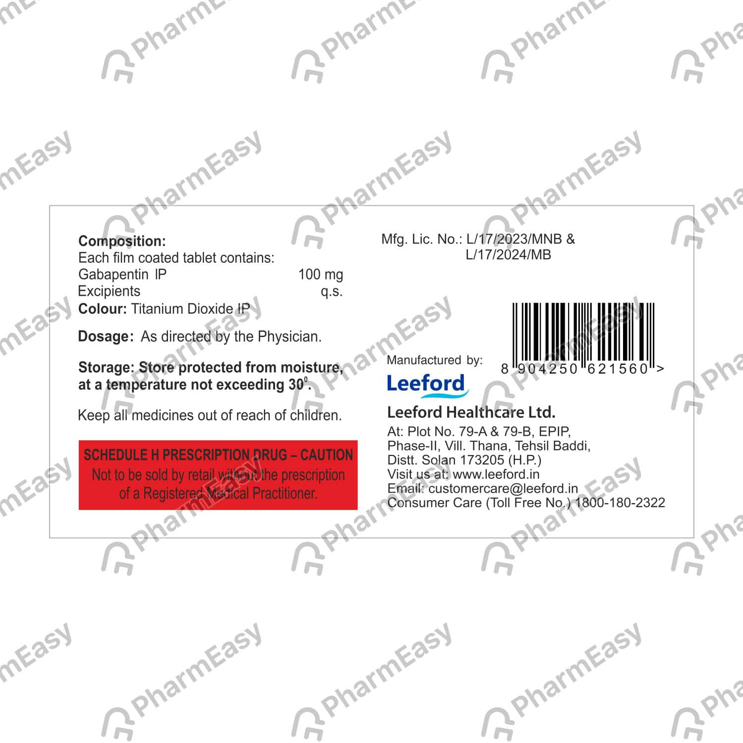 Buy Gabanyl 100 MG Tablet (10) Online at Flat 15% OFF | PharmEasy
