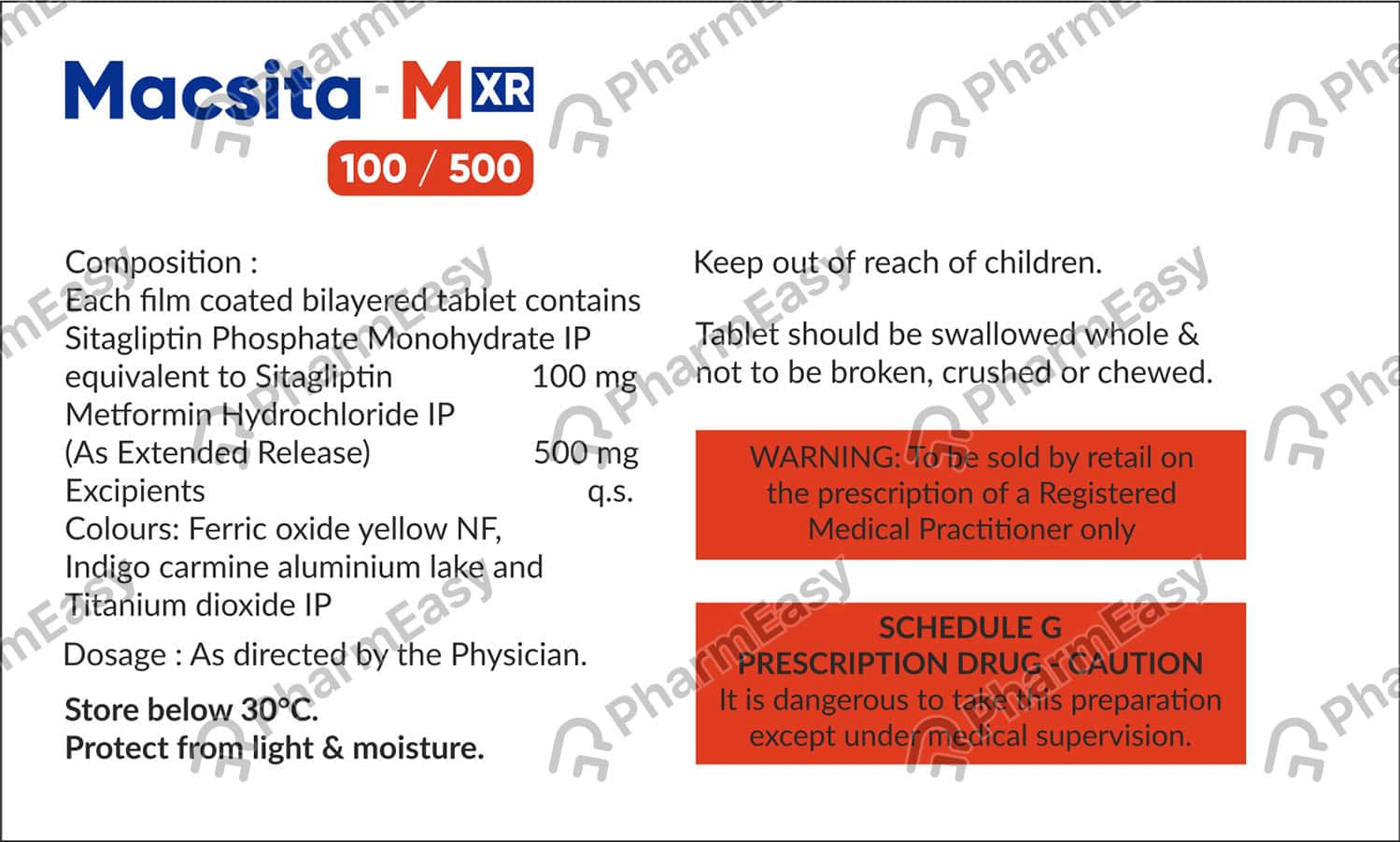 Macsita M Xr 100/500mg Strip Of 10 Tablets: Uses, Side Effects, Price ...