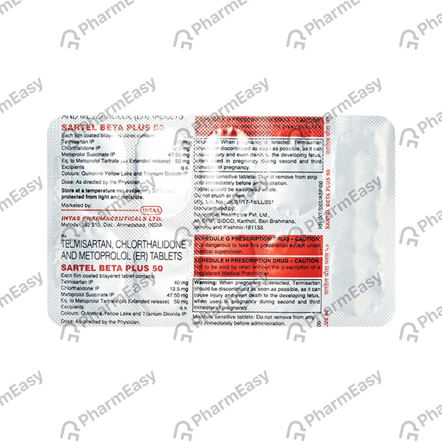 Sartel Beta Plus 50mg Strip Of 10 Tablets: Uses, Side Effects, Price ...