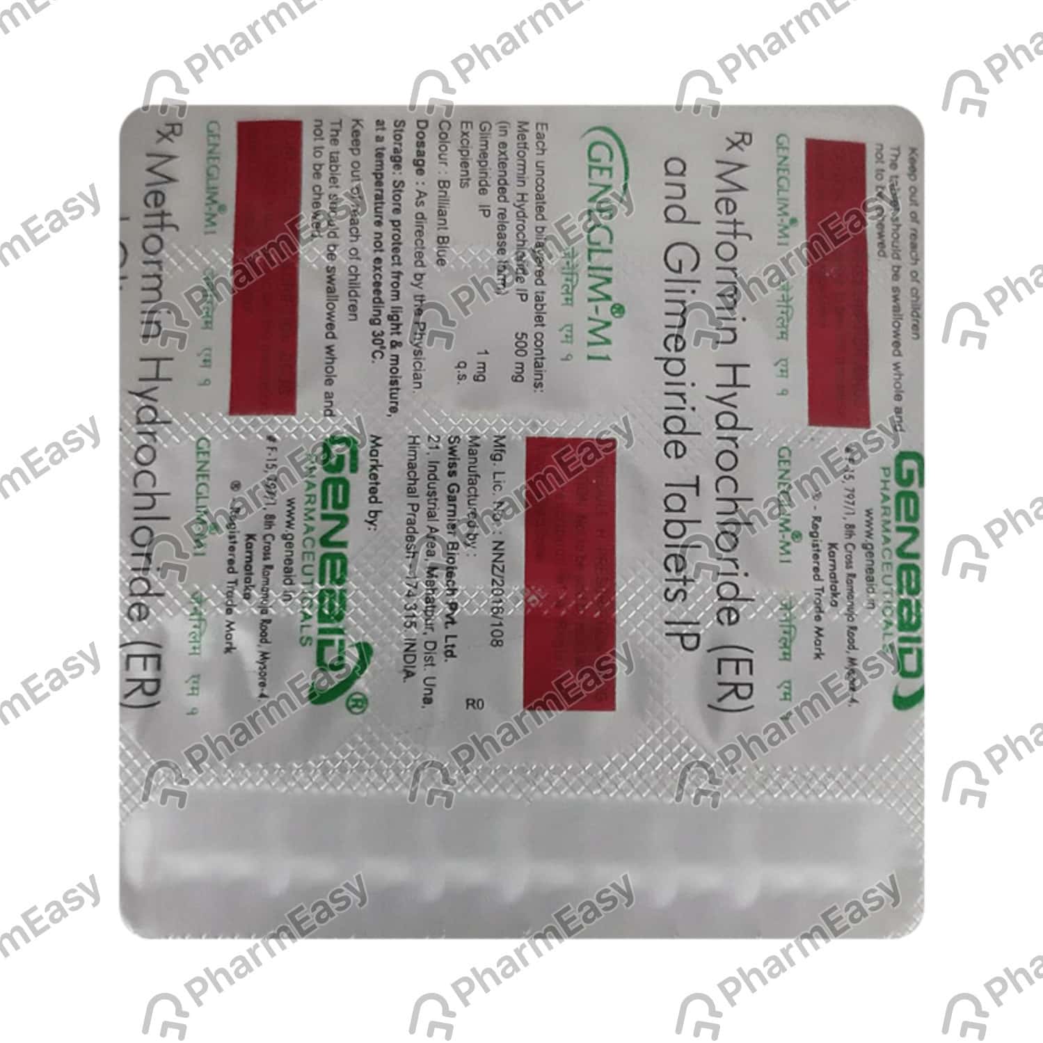 Geneglim M 1mg Strip Of 15 Tablets: Uses, Side Effects, Price & Dosage ...