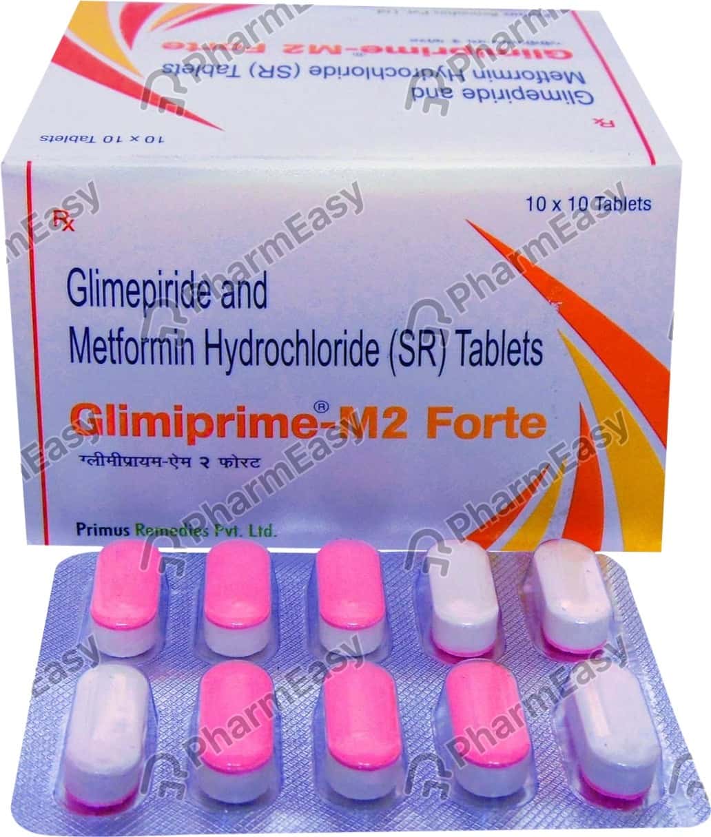 Glimiprime M 2mg Forte Strip Of 15 Tablets: Uses, Side Effects, Price ...