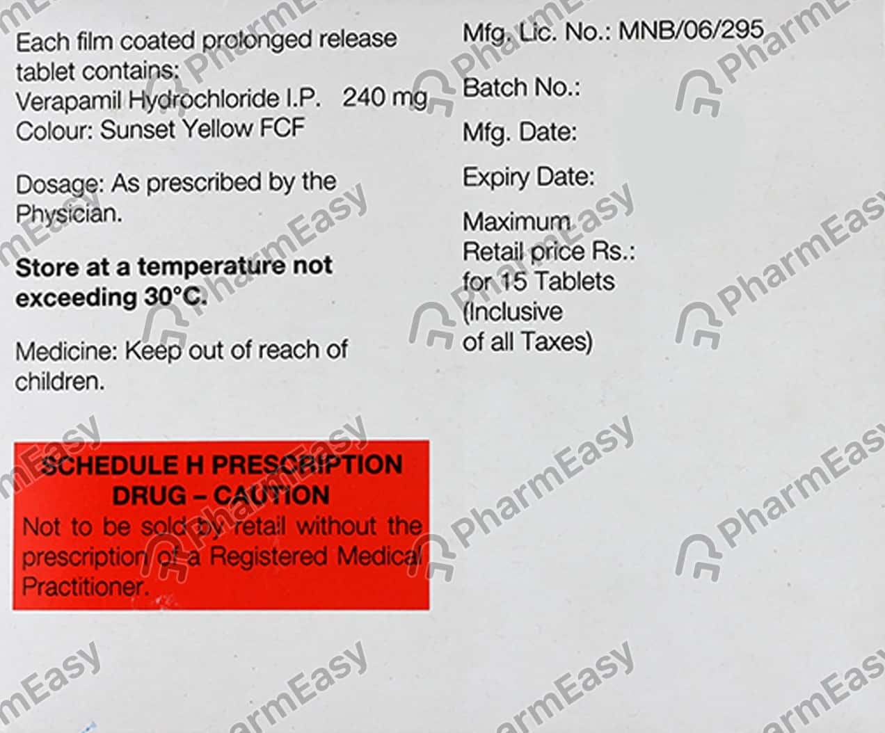 Buy Calaptin Sr 240 MG Tablet (15) Online at Flat 15% OFF | PharmEasy