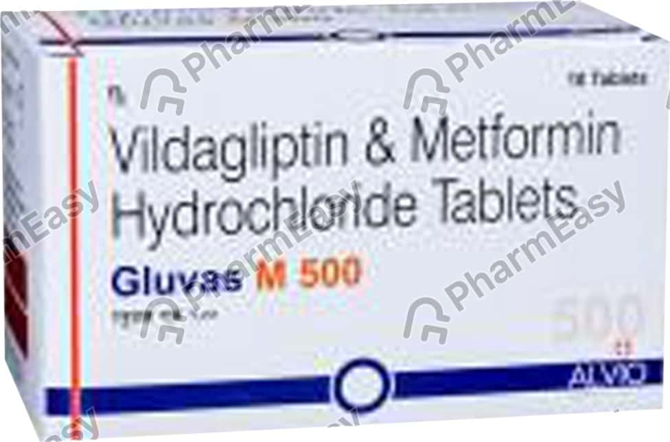 Gluvas M 500mg Strip Of 10 Tablets: Uses, Side Effects, Price & Dosage ...