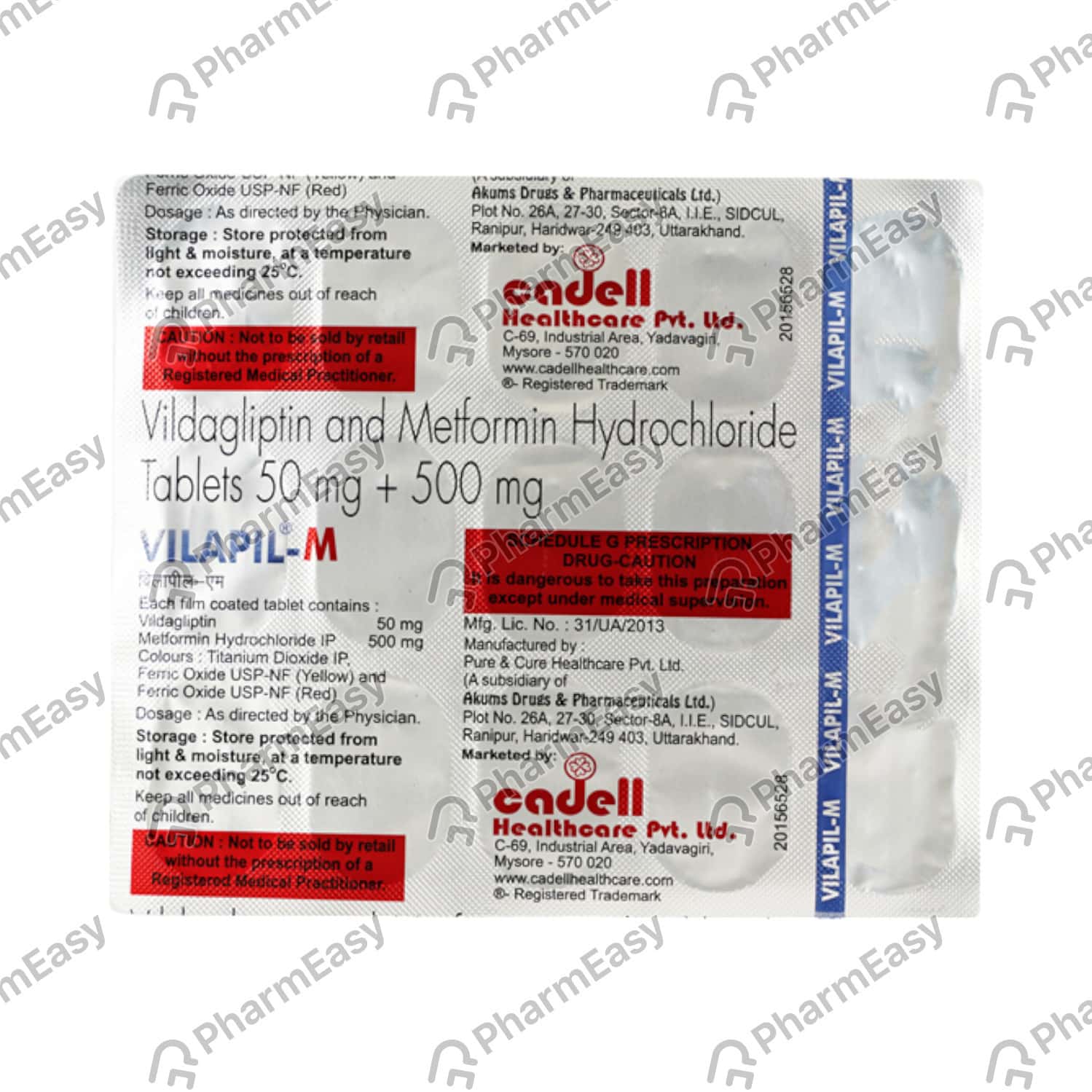 Vilapil M 50/500mg Strip Of 15 Tablets: Uses, Side Effects, Price ...