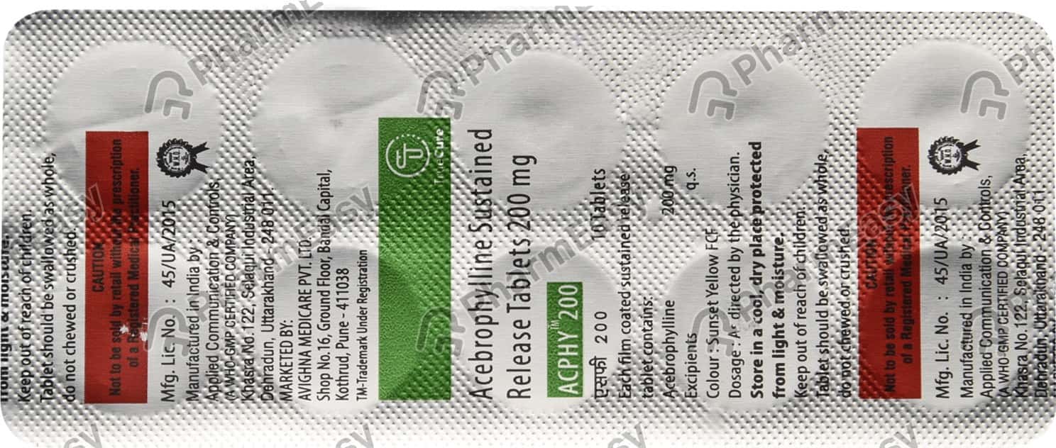 Acphy 200 MG Tablet (10): Uses, Side Effects, Price, Dosage ...
