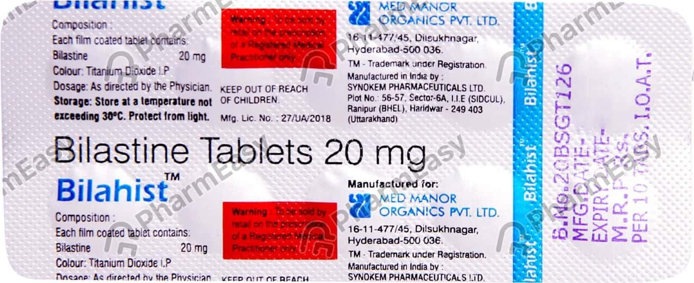 Bilahist 20 MG Tablet (10): Uses, Side Effects, Price & Dosage | PharmEasy