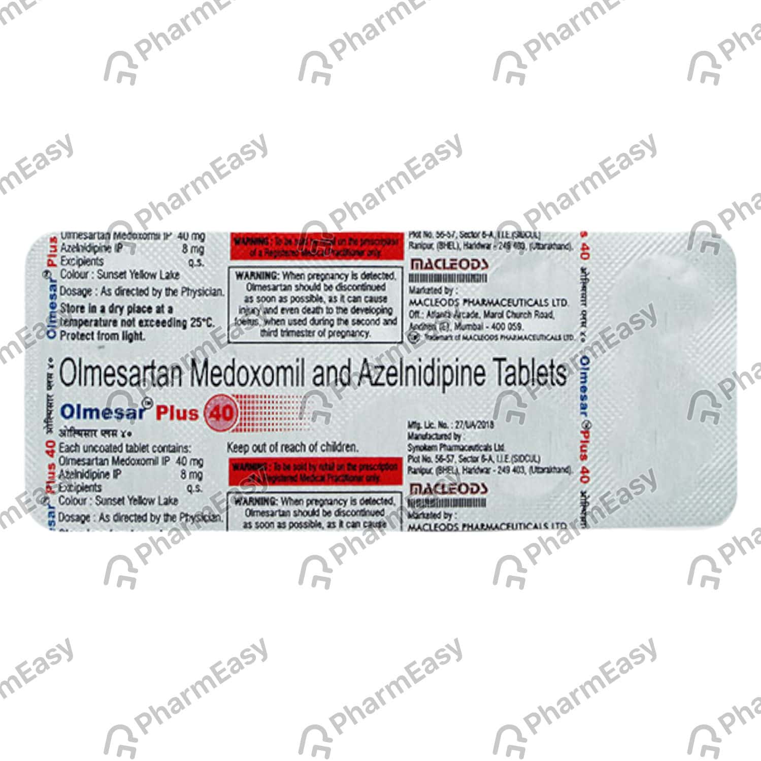 Buy Olmesar Plus 40mg Strip Of 10 Tablets Online at Flat 15% OFF ...