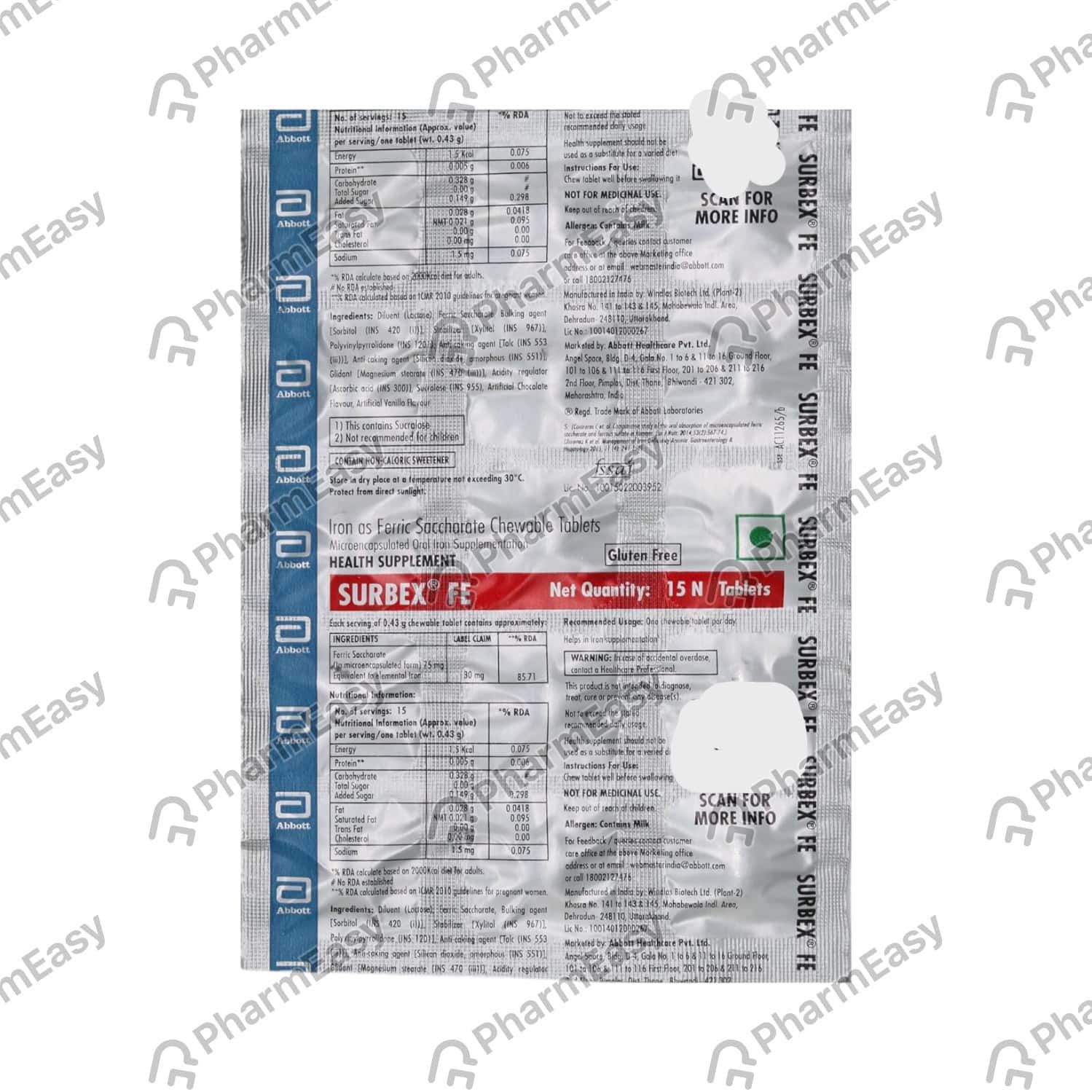 Buy Surbex Fe 29 MG Chewable Tablet (15) Online at Flat 15% OFF | PharmEasy