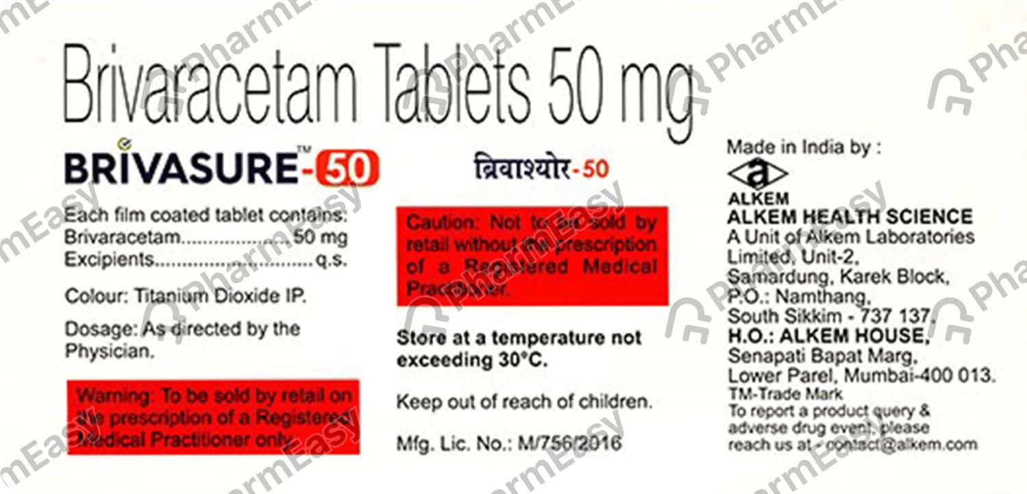 Brivasure 50 MG Tablet (10): Uses, Side Effects, Price & Dosage | PharmEasy
