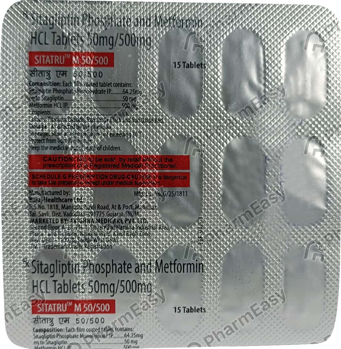 Sitatru M 50/500mg Strip Of 15 Tablets: Uses, Side Effects, Price ...