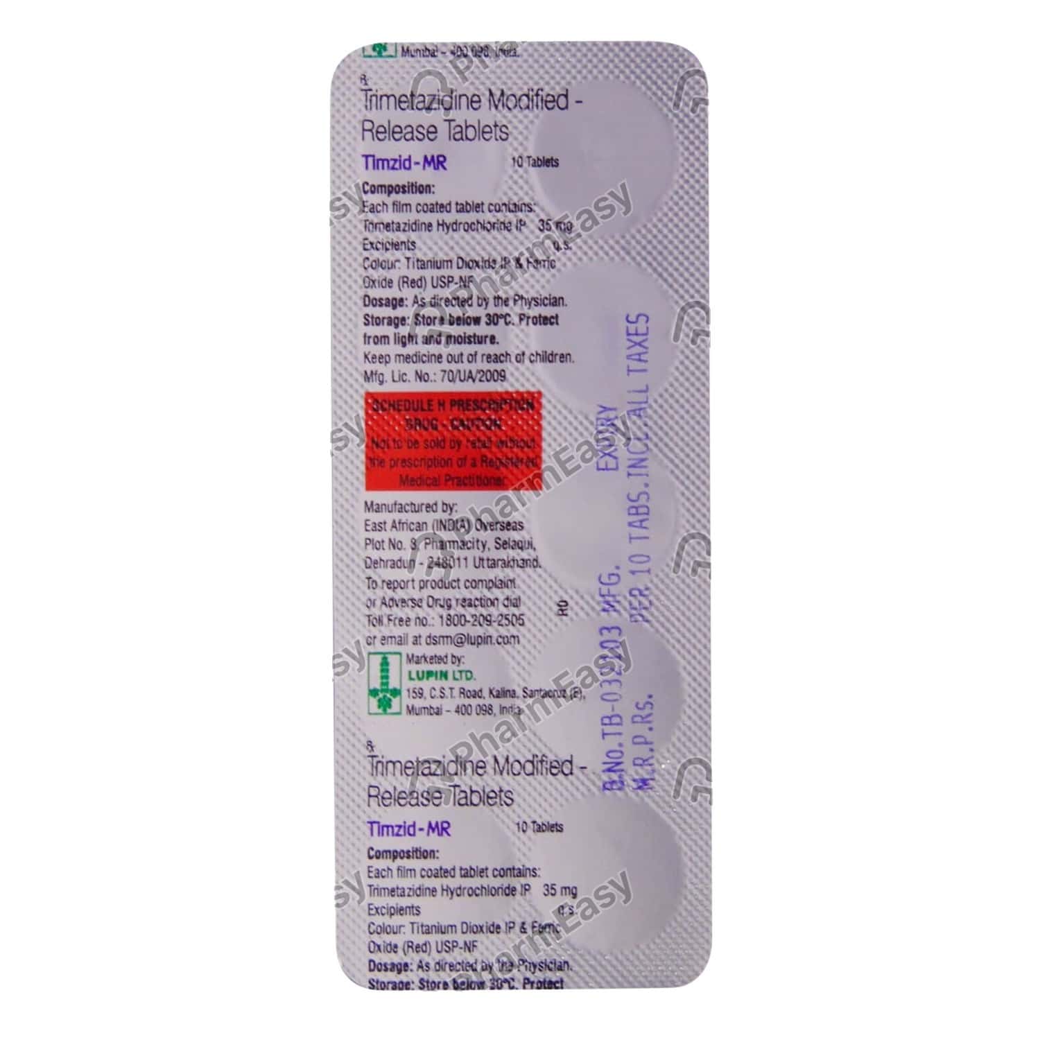 Buy Timzid Mr 35 MG Tablet (10) Online at Flat 15% OFF | PharmEasy