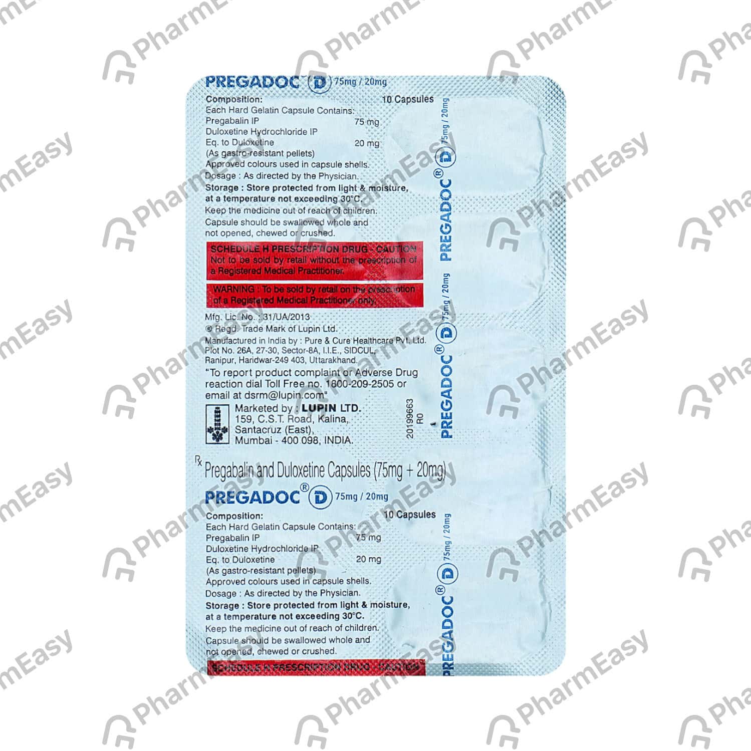 Pregadoc D 75/20mg Strip Of 10 Capsules: Uses, Side Effects, Price ...