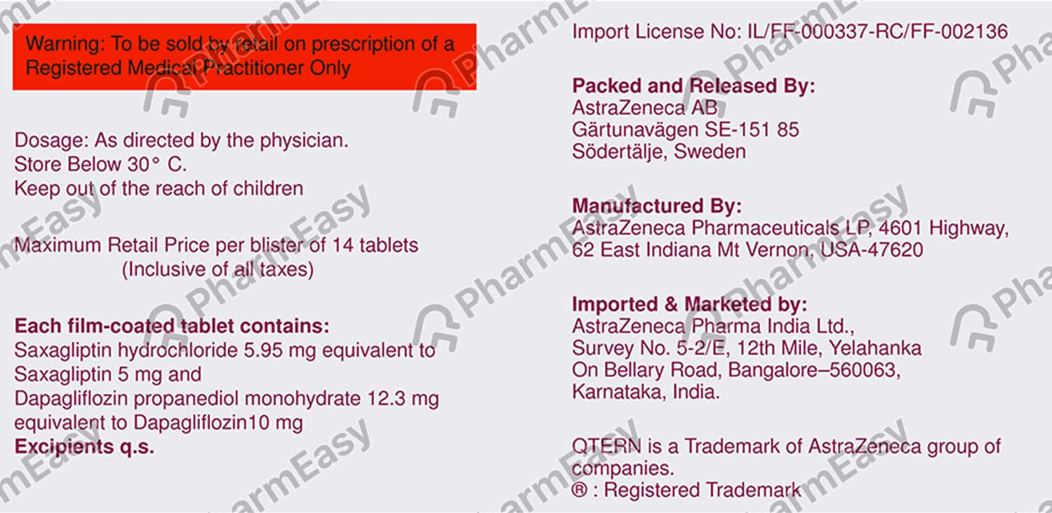 Buy Qtern 5/10mg Strip Of 14 Tablets Online at Flat 15% OFF | PharmEasy
