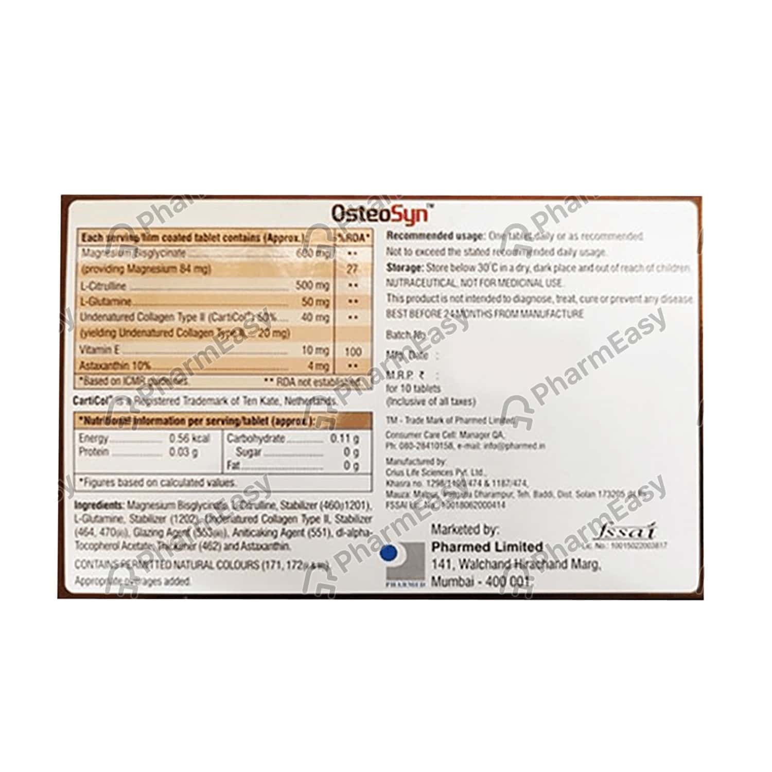 Buy Osteosyn Strip Of 10 Tablets Online at Flat 15% OFF | PharmEasy