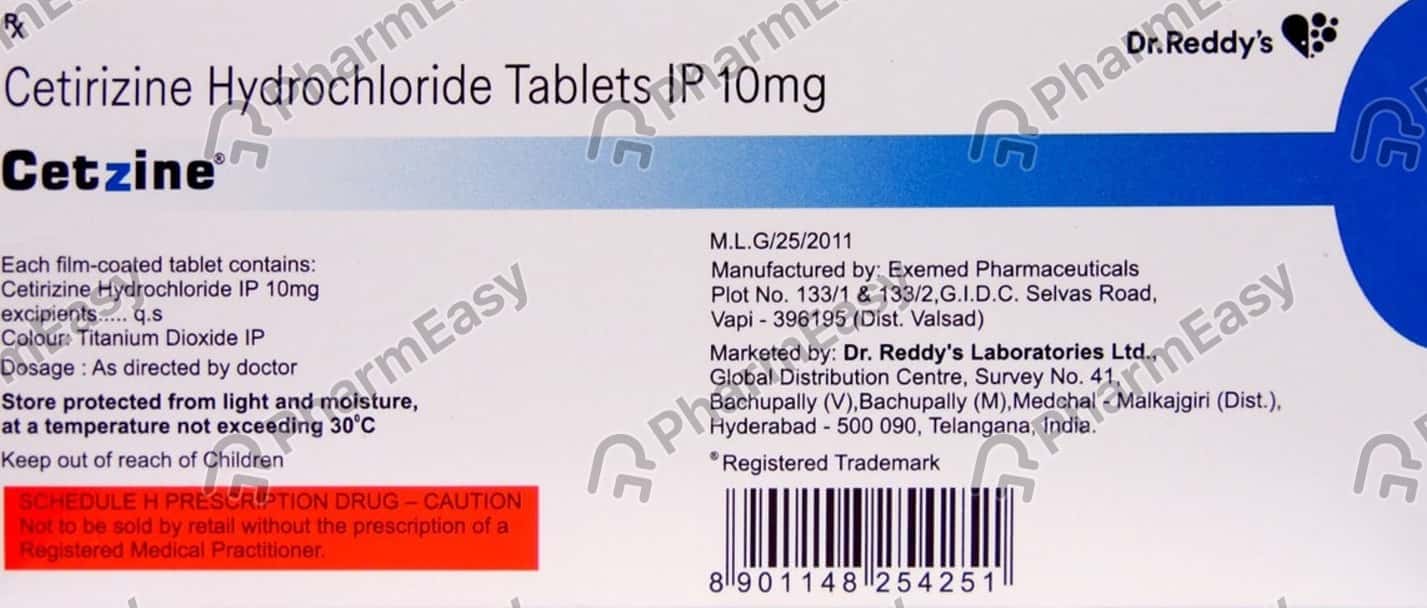 Cetzine 10 MG Tablet (15): Uses, Side Effects, Price & Dosage | PharmEasy