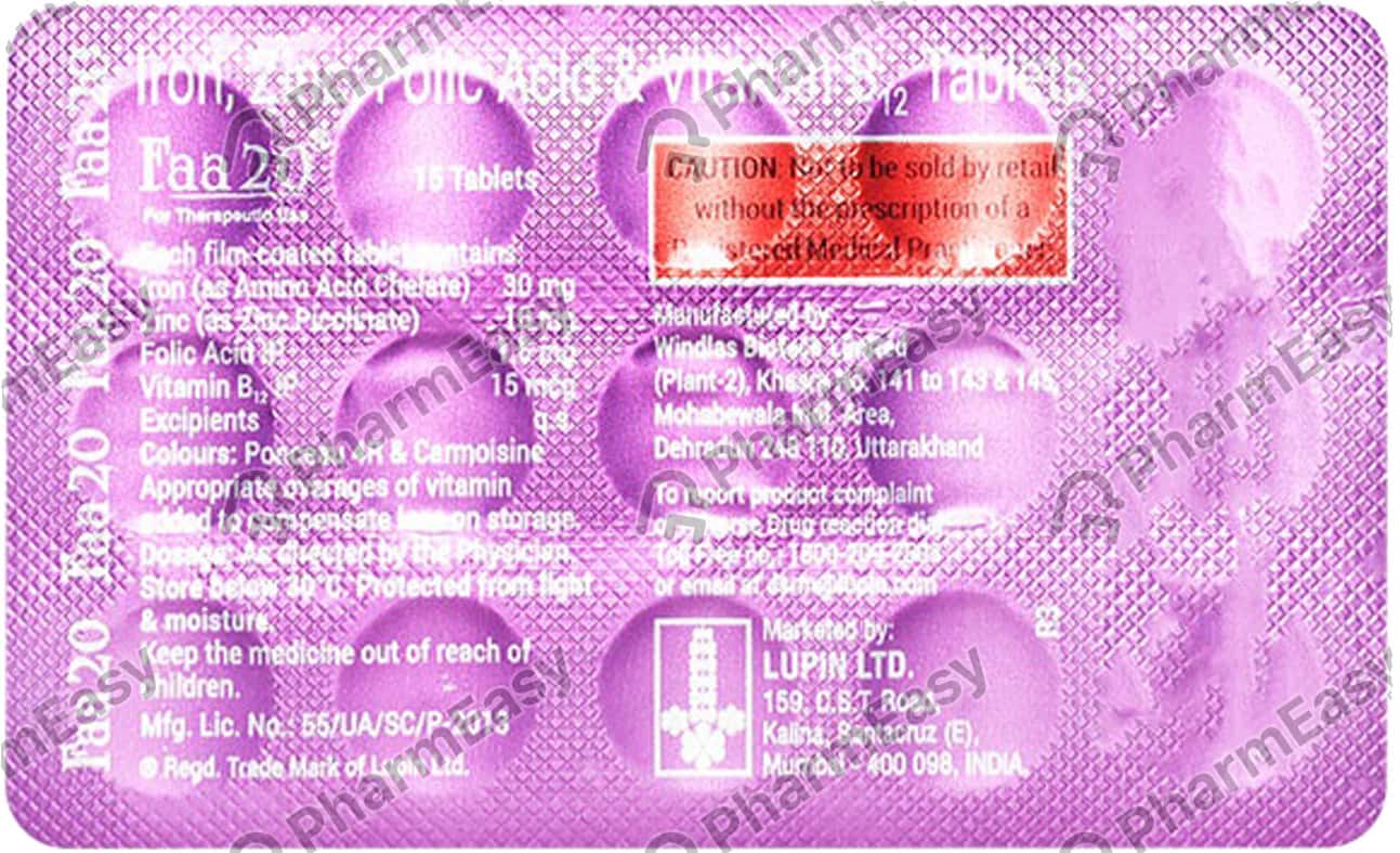 Faa 20 Strip Of 15 Tablets: Uses, Side Effects, Price & Dosage | PharmEasy