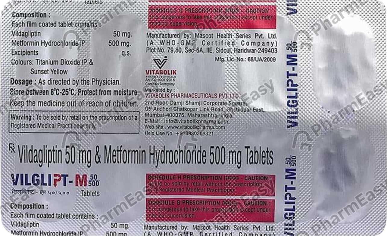 Vilglipt M 50/500mg Strip Of 10 Tablets: Uses, Side Effects, Price ...