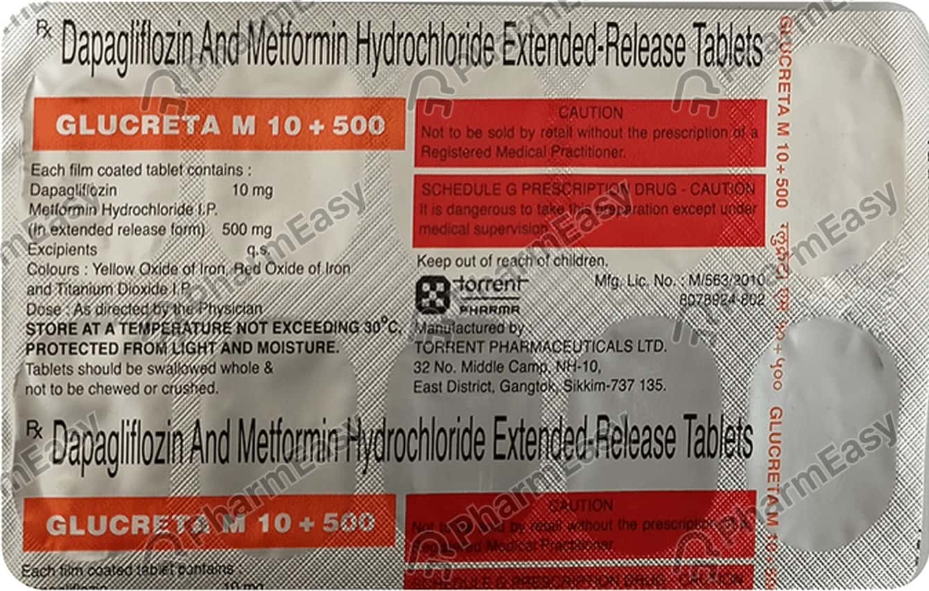 Glucreta M 10/500mg Strip Of 10 Tablets: Uses, Side Effects, Price ...