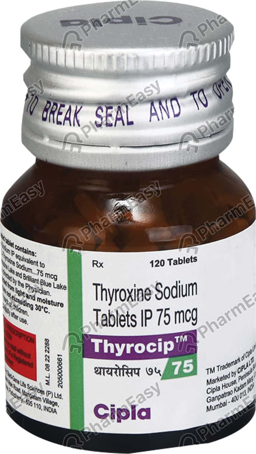 Thyrocip 75 MCG Tablet (120): Uses, Side Effects, Price & Dosage ...