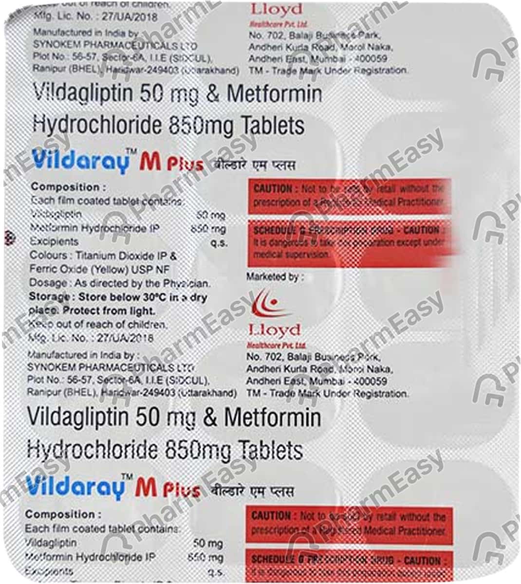 Vildaray M Plus Strip Of 15 Tablets: Uses, Side Effects, Price & Dosage ...