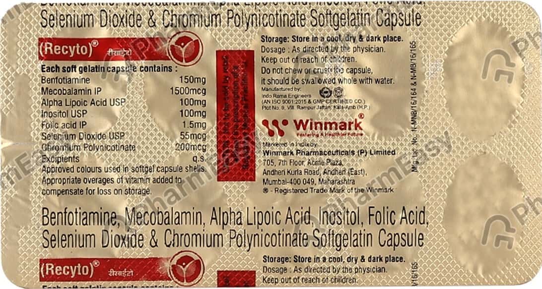 Buy Recyto Strip Of 10 Capsules Online at Flat 15% OFF | PharmEasy