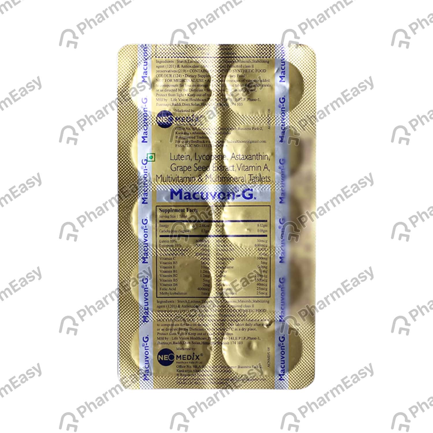 Buy Macuvon G Strip Of 10 Tablets Online at Flat 15% OFF | PharmEasy