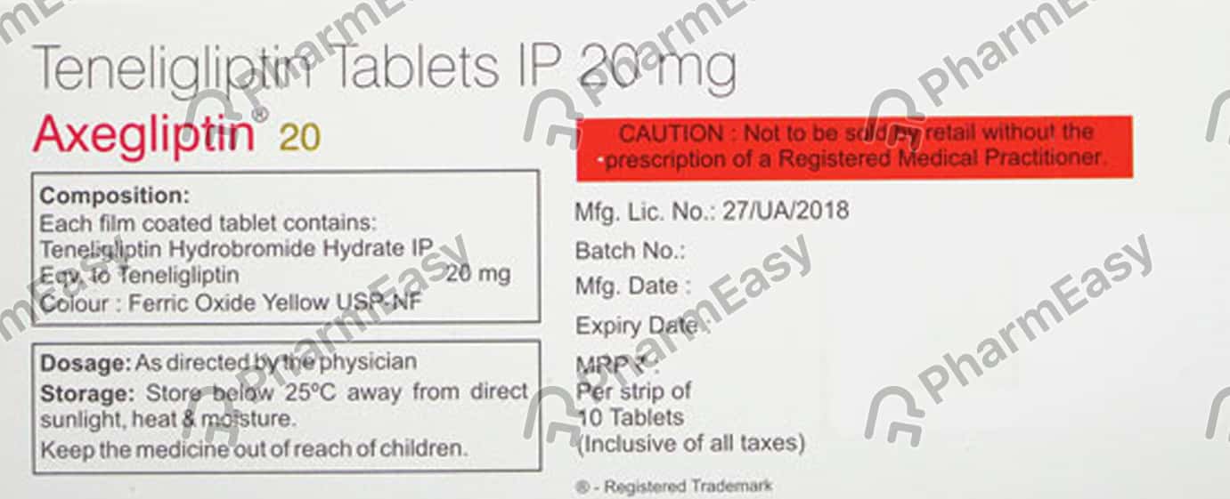 Axegliptin 20 MG Tablet (10): Uses, Side Effects, Price & Dosage ...