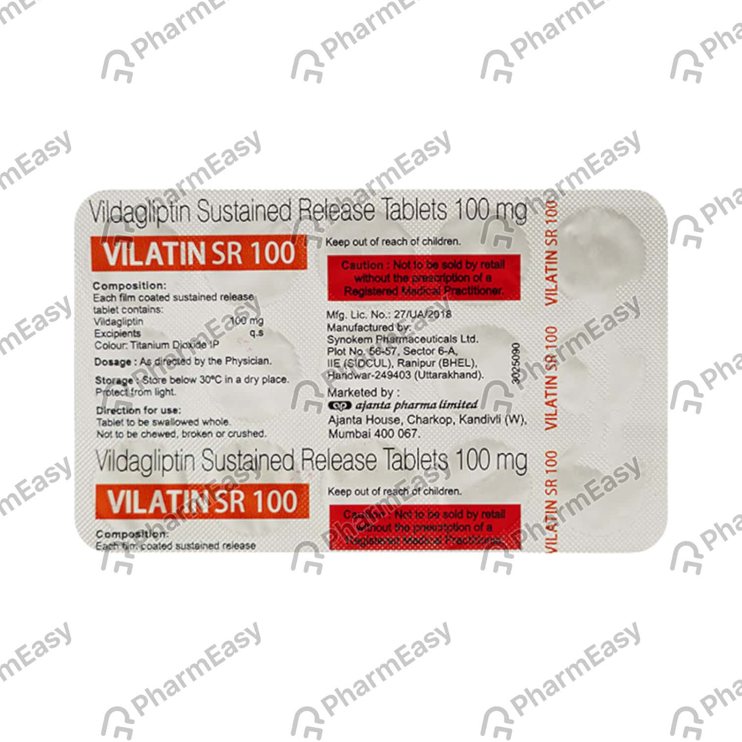 Vilatin Sr 100 MG Tablet (15): Uses, Side Effects, Price & Dosage ...