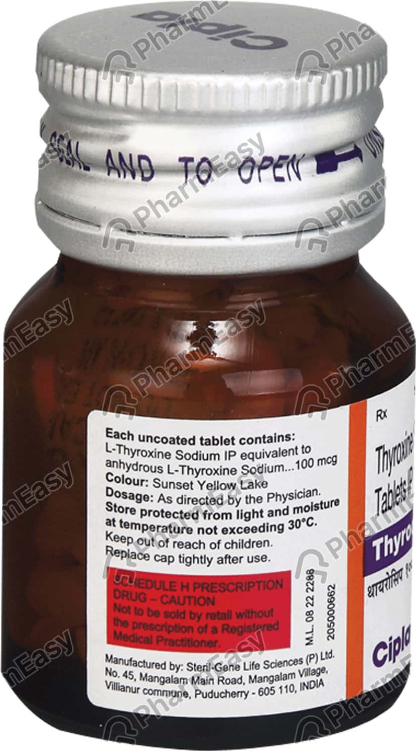 Thyrocip 100 MCG Tablet (120): Uses, Side Effects, Price & Dosage ...