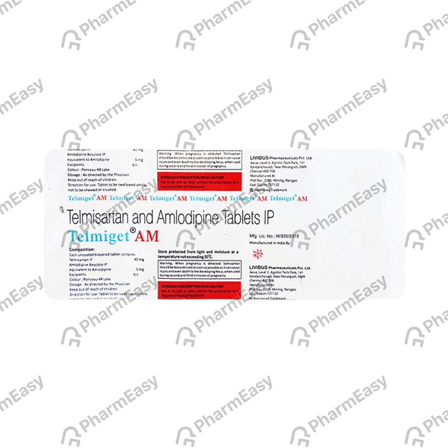 Telmiget Am 40/5mg Strip Of 10 Tablets: Uses, Side Effects, Price ...