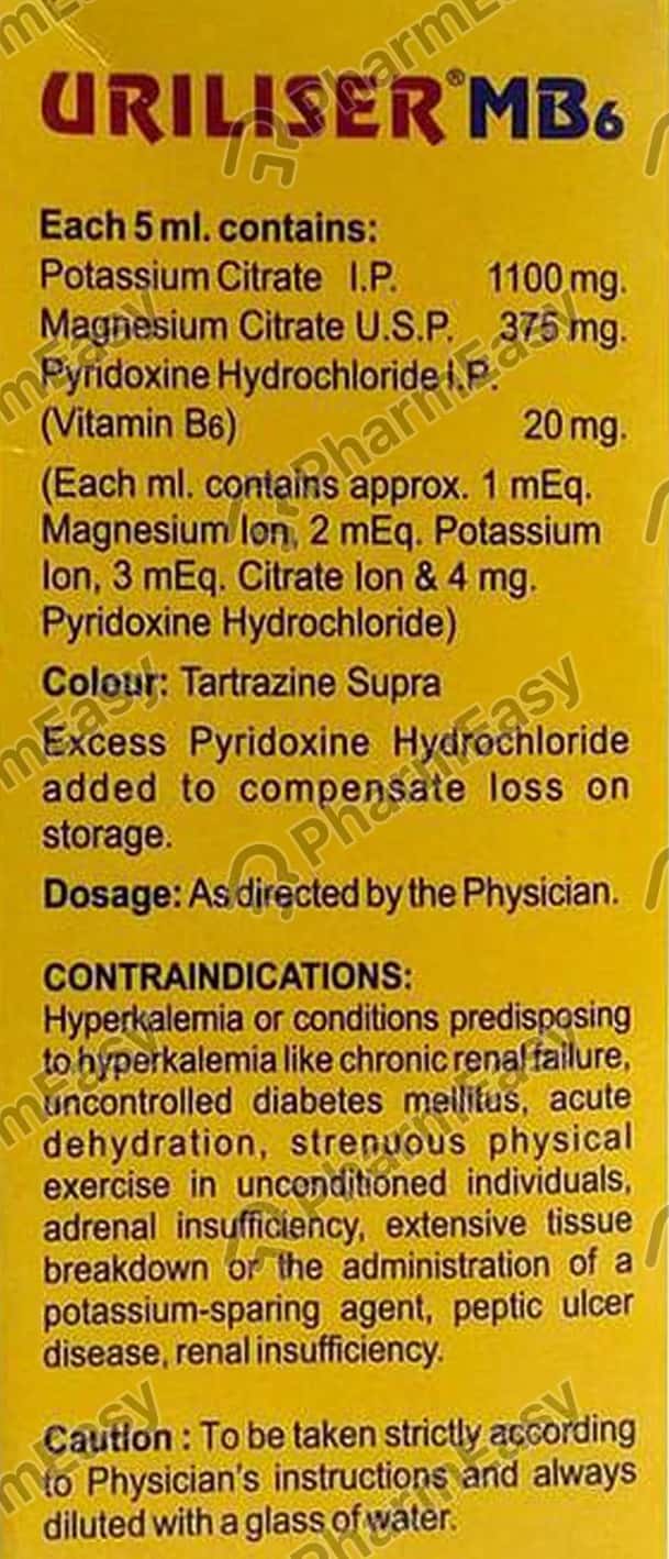 Buy Uriliser Mb6 Lemon Flavour Sugar Free Bottle Of 200ml Solution ...