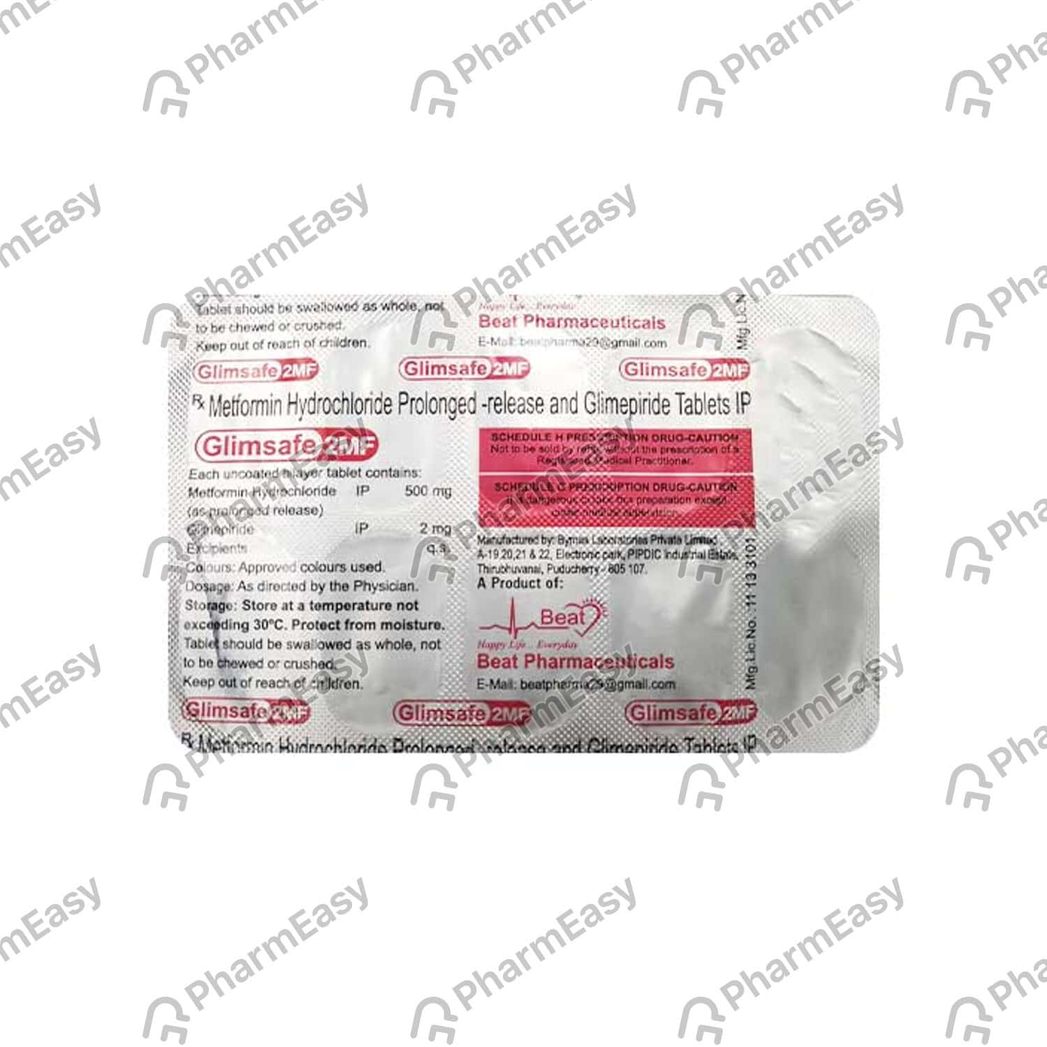 Glimsafe Mf 2mg Strip Of 10 Tablets: Uses, Side Effects, Price & Dosage ...