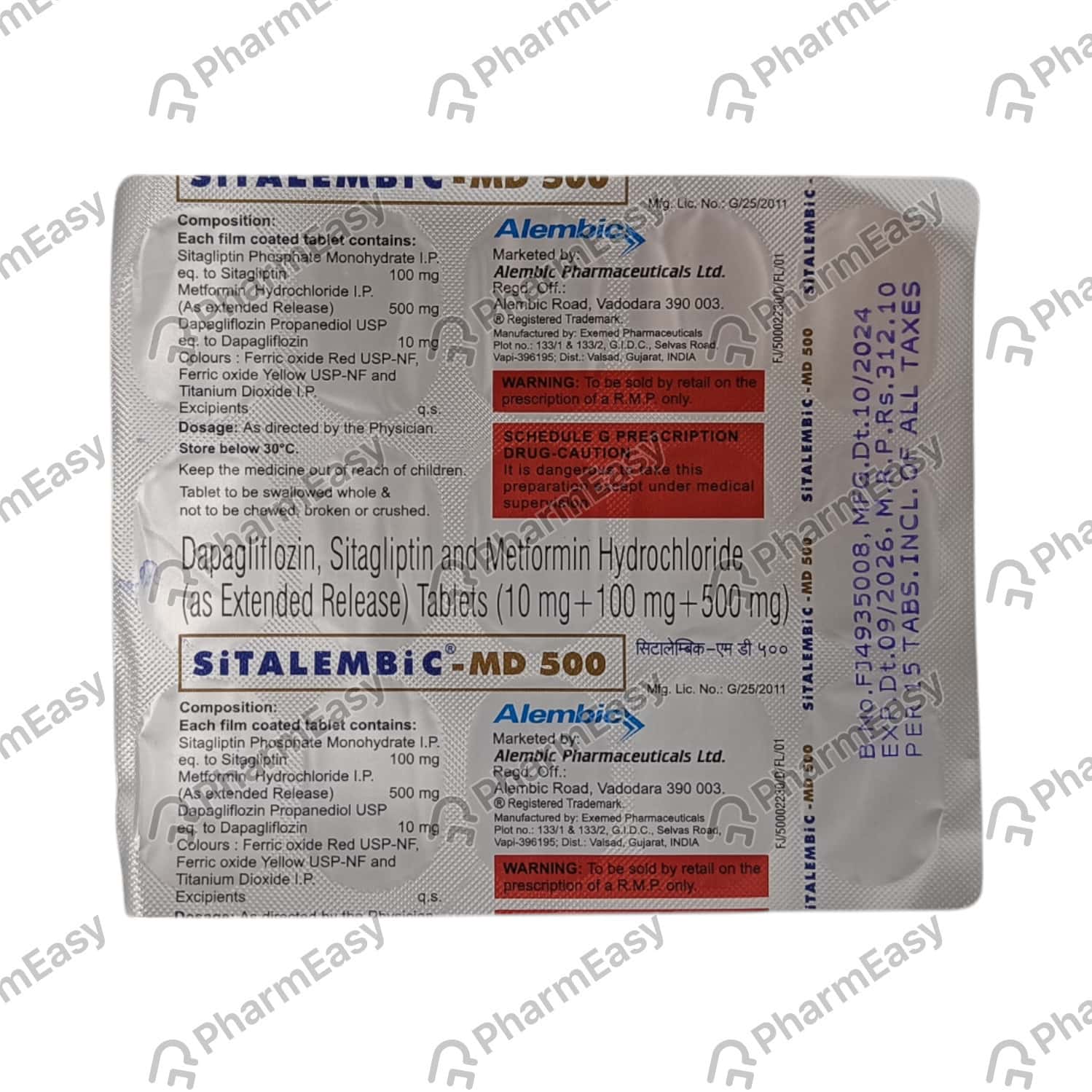 Sitalembic Md 500mg Strip Of 15 Tablets: Uses, Side Effects, Price ...