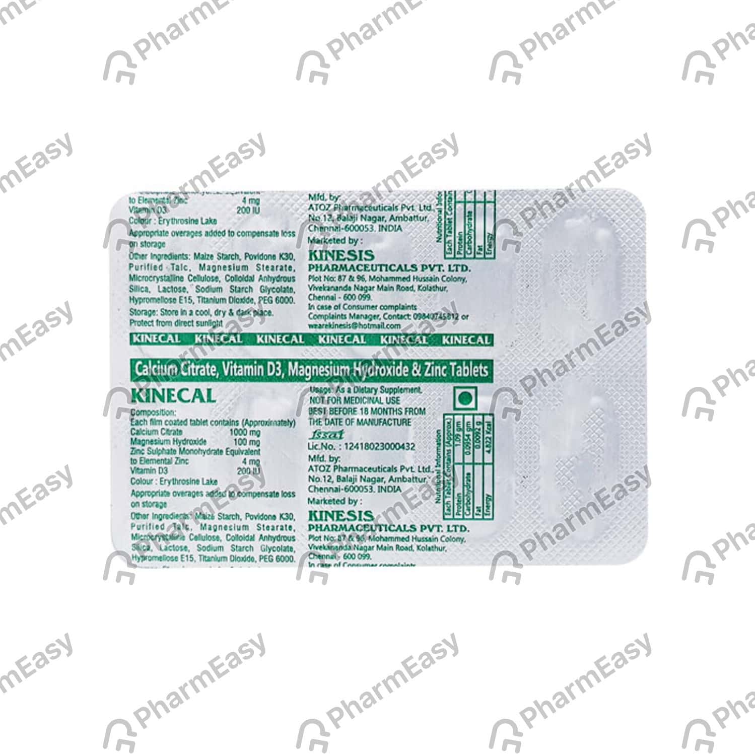 Buy Kinecal Strip Of 10 Tablets Online at Flat 15% OFF | PharmEasy