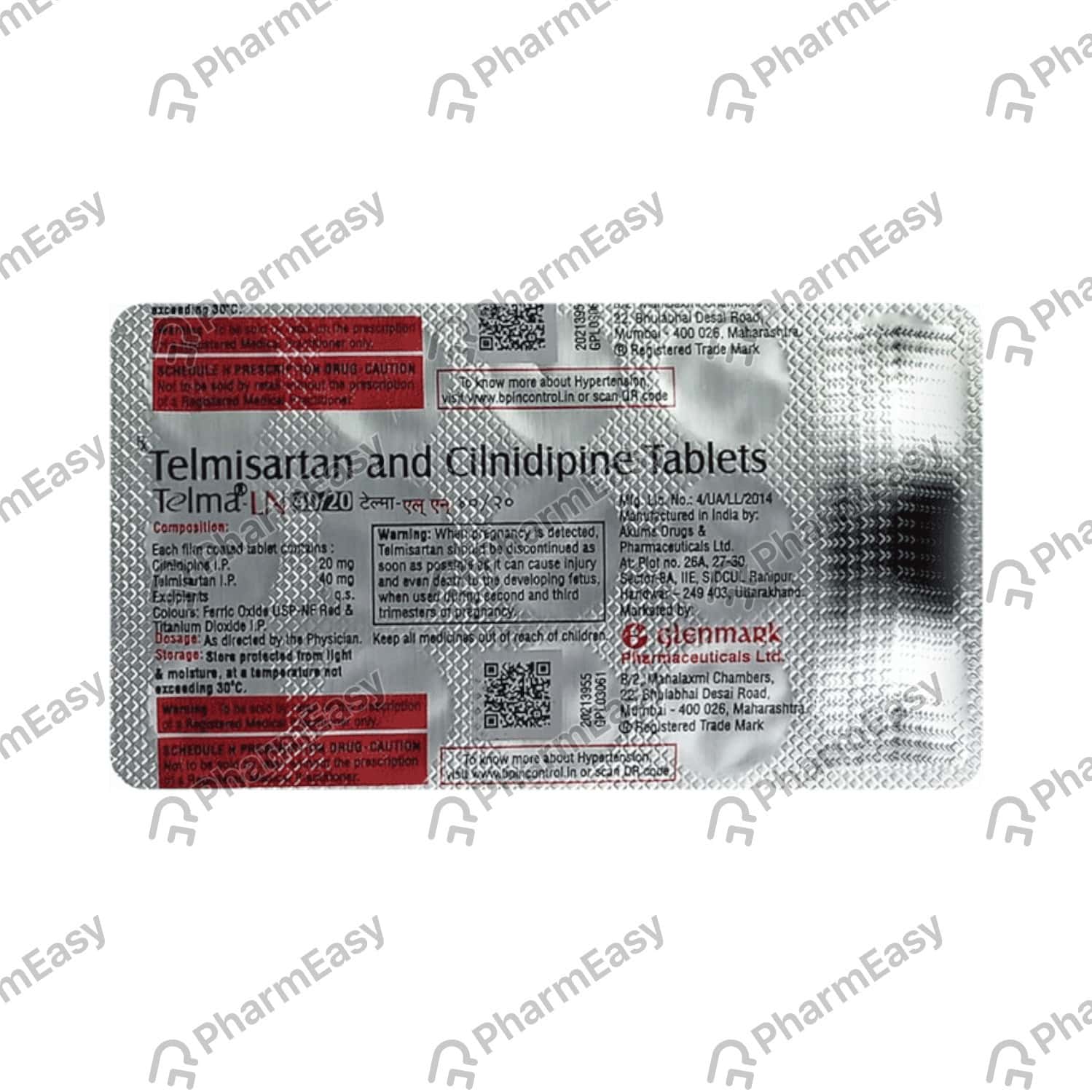 Buy Telma Ln 40/20mg Strip Of 15 Tablets Online at Flat 15% OFF | PharmEasy