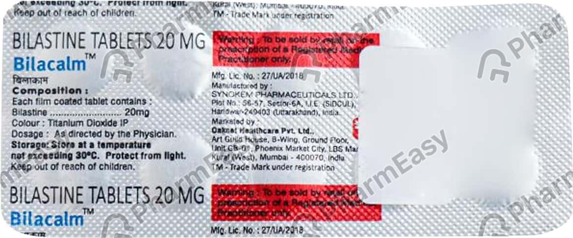 Bilacalm 20 MG Tablet (10): Uses, Side Effects, Price & Dosage | PharmEasy