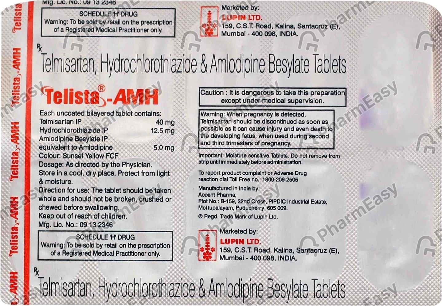 Telista Amh Strip Of 15 Tablets: Uses, Side Effects, Price & Dosage ...